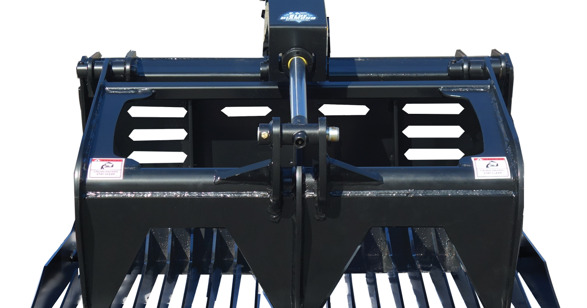 Mini Rock Grapple Bucket | Mini Skid Steer Rock Bucket Grapple | Blue ...